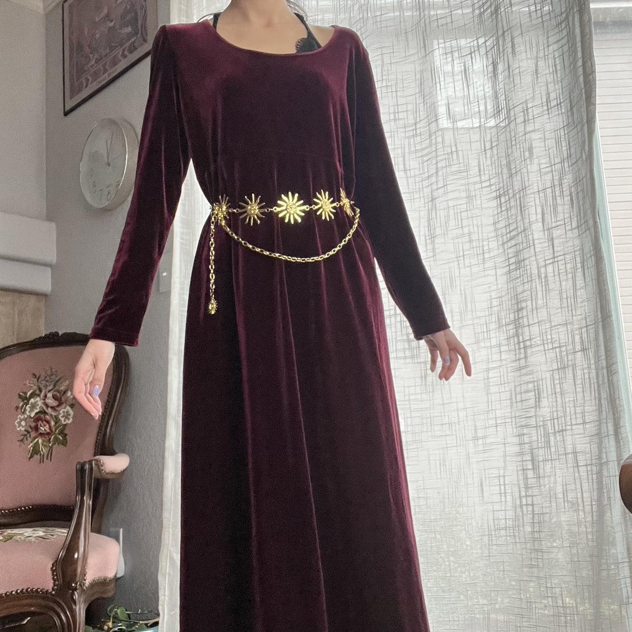 Vintage 90s red velvet maxi dress A slinky burgundy... - Depop