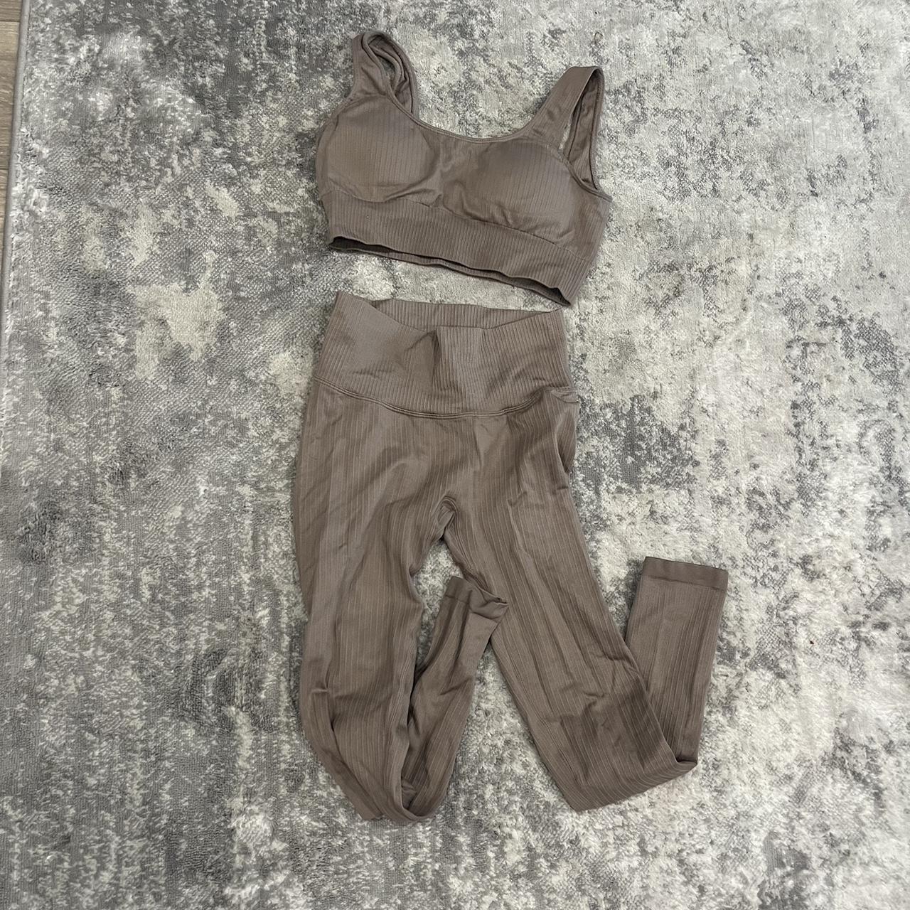 Tan workout set. Very flattering. #workout #set... - Depop