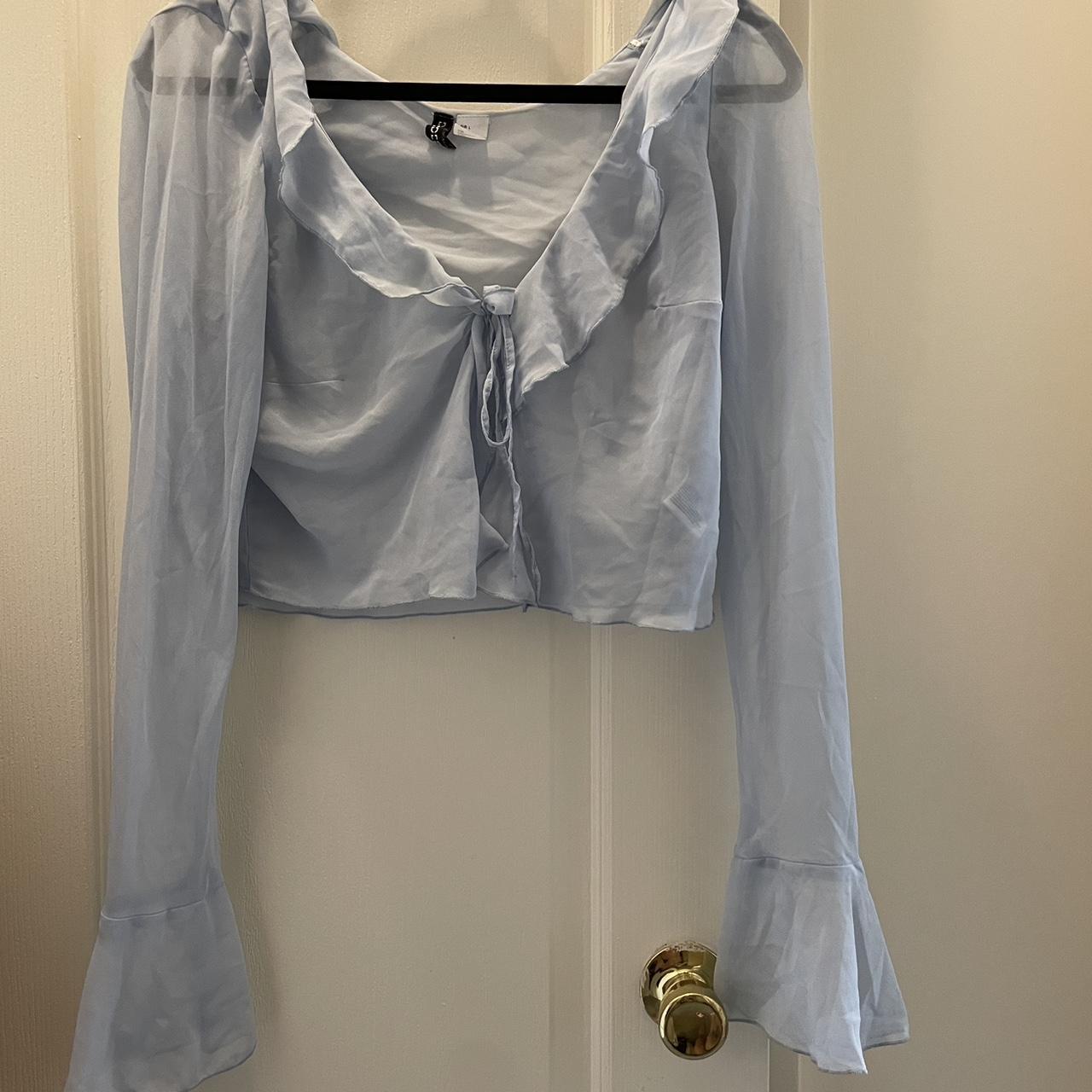 Blue bell sleeve crop top #babyblue #bluetop... - Depop