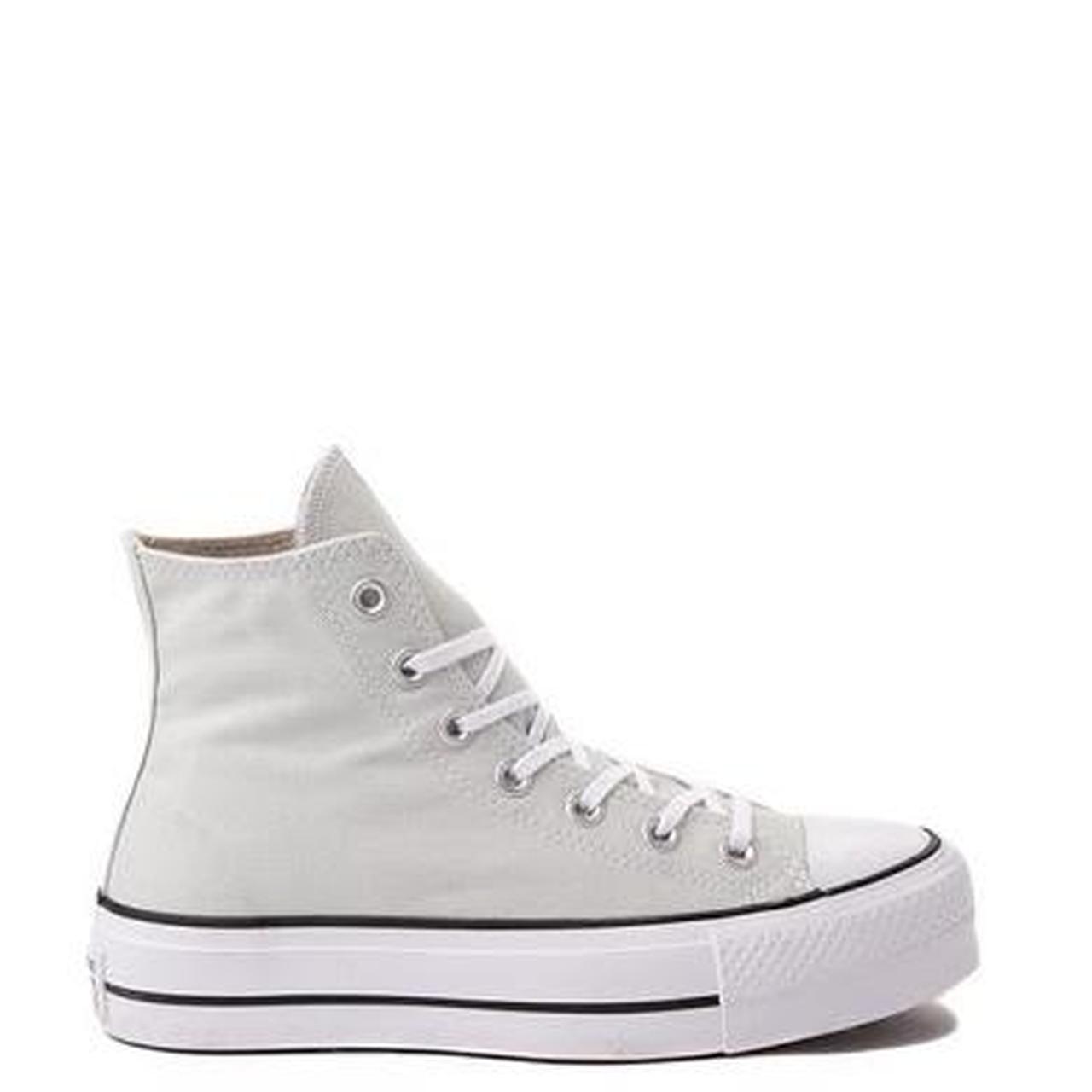 Light Silver High Top Platform Converse -Size 8... - Depop