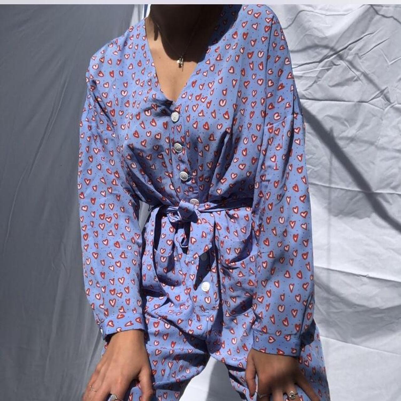 Really fun monki jumpsuit with little red hearts &... - Depop