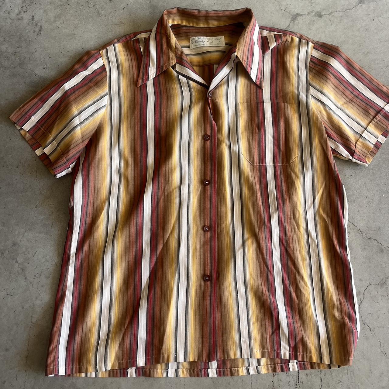 Australian made 70s striped button-up shirt in... - Depop