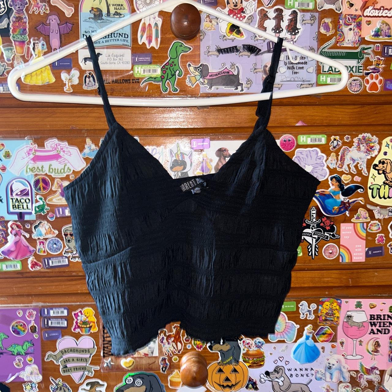 Current mood black spaghetti strap crop top🖤 Worn... - Depop