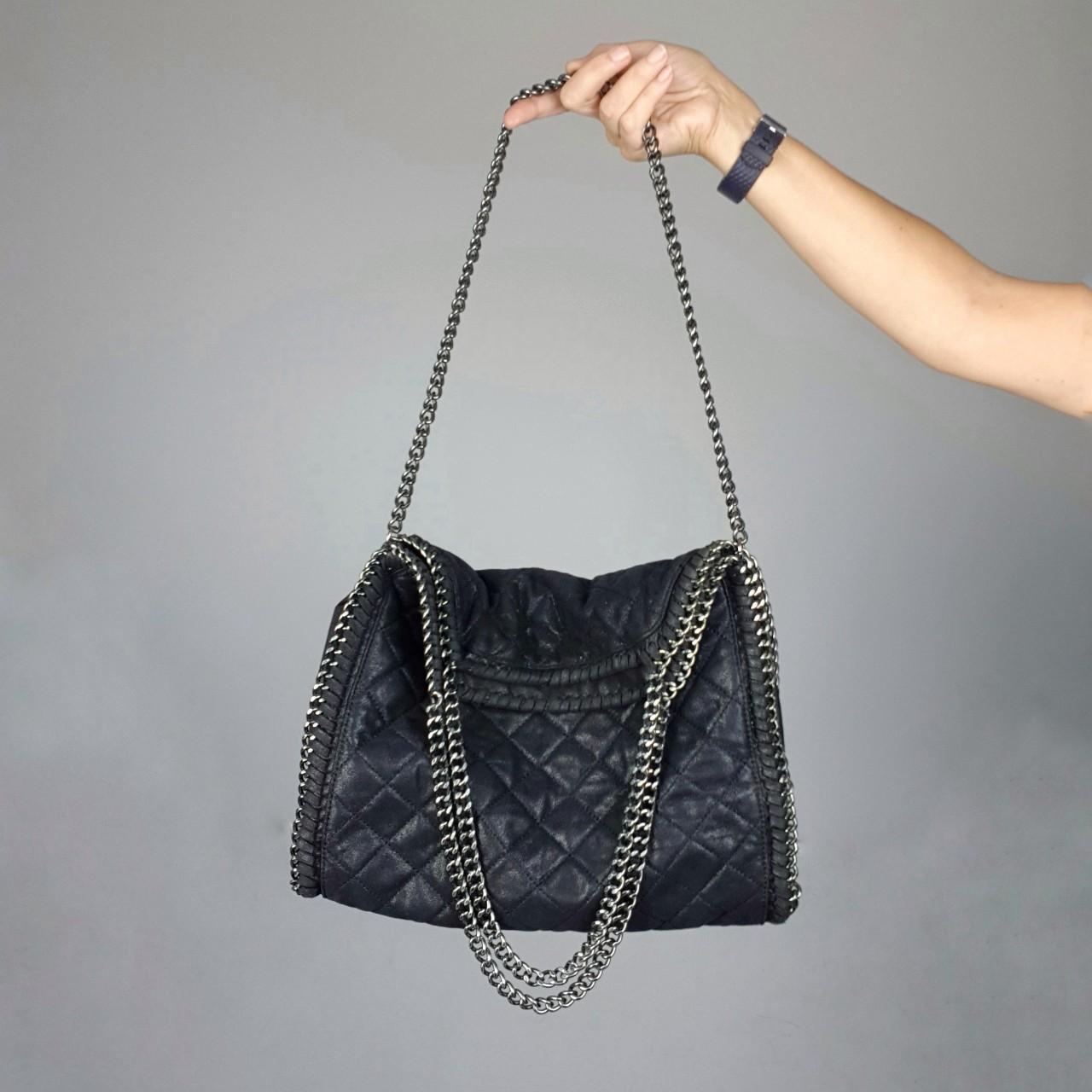 Large slouch bag Quilted Faux suede with a metallic... - Depop