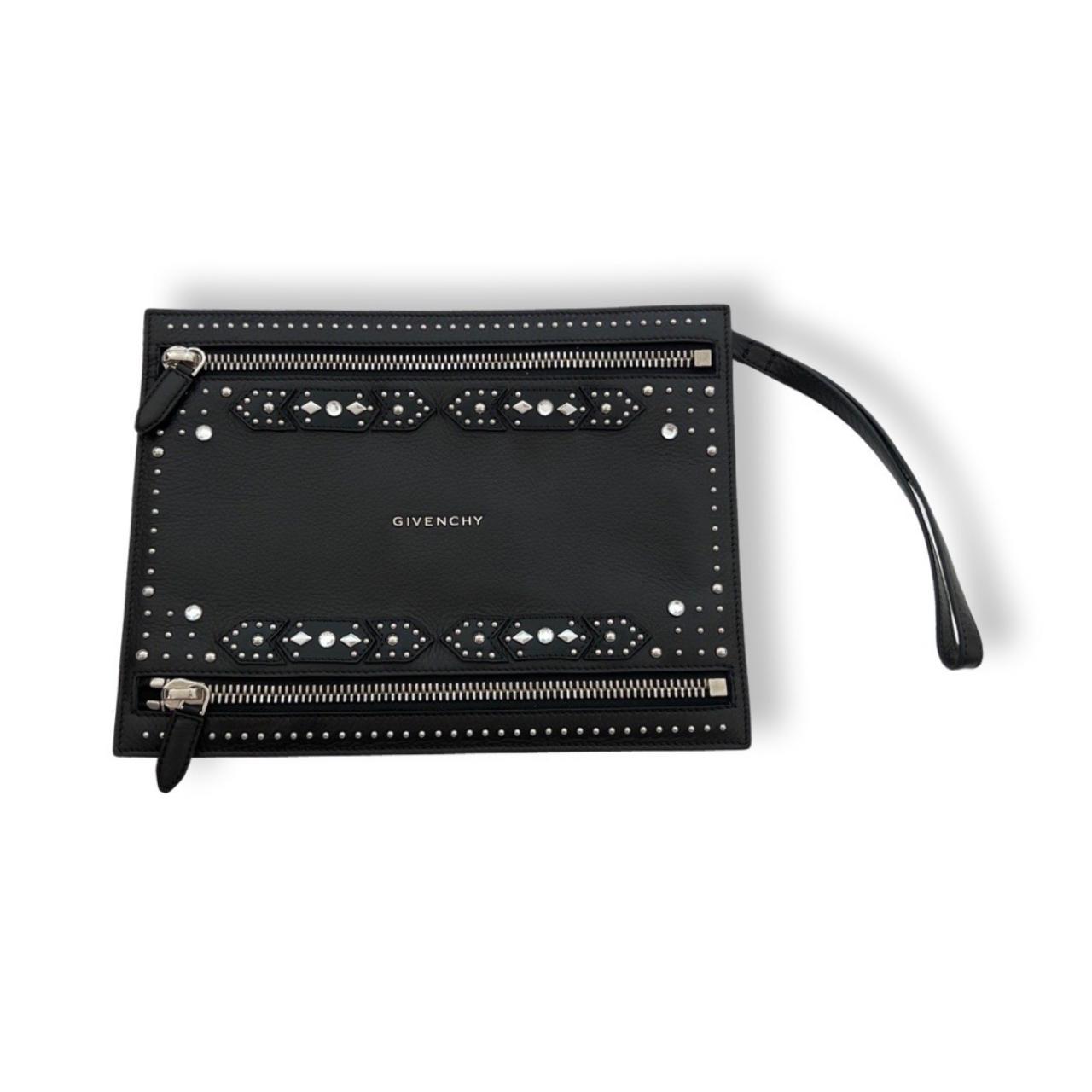 Givenchy black leather studded clutch bag / 18... - Depop