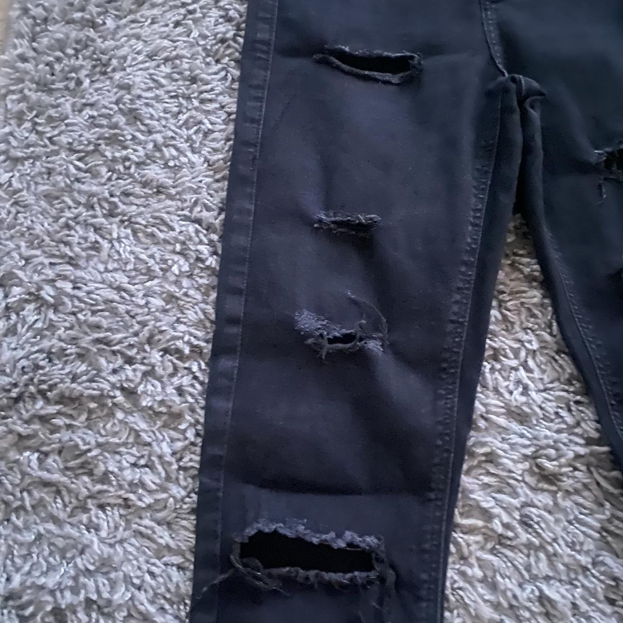 topshop joni jeans black ripped skinny jeans super... - Depop