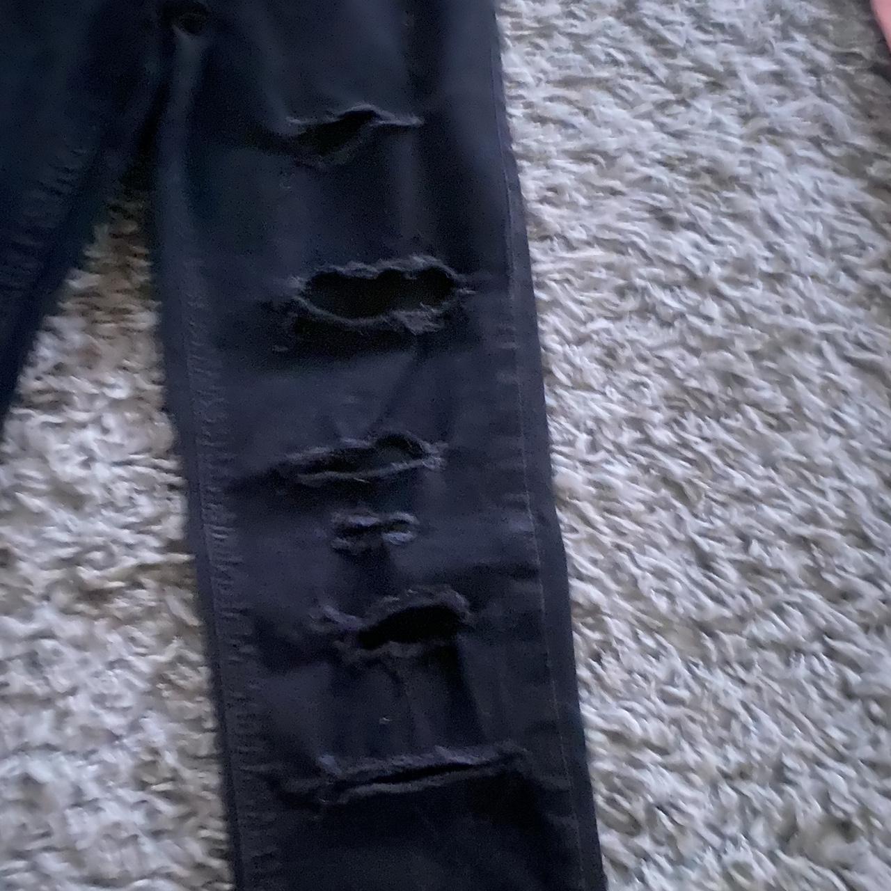 topshop joni jeans black ripped skinny jeans super... - Depop