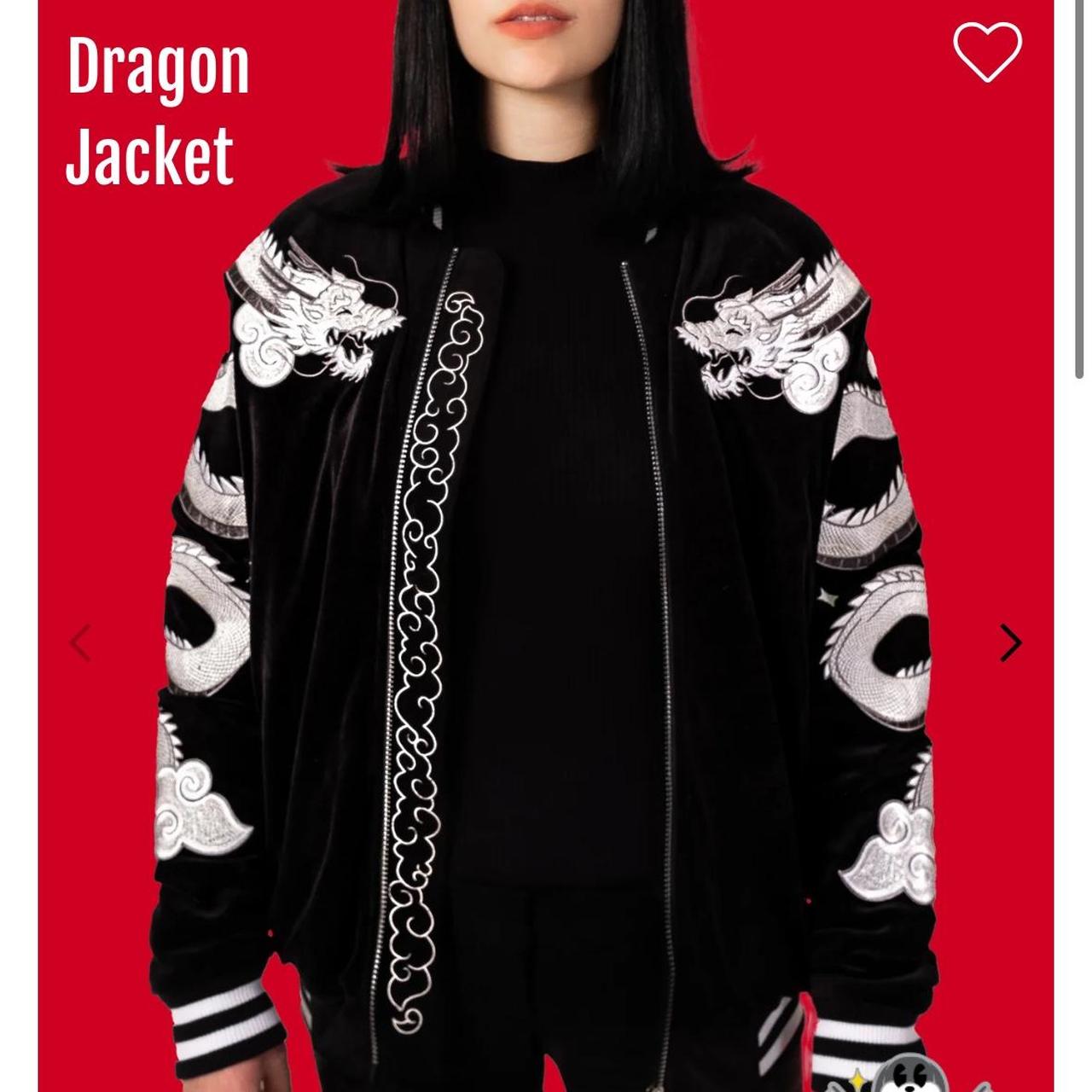 Cool Shirtz dragon jacket- Black jacket with white... - Depop