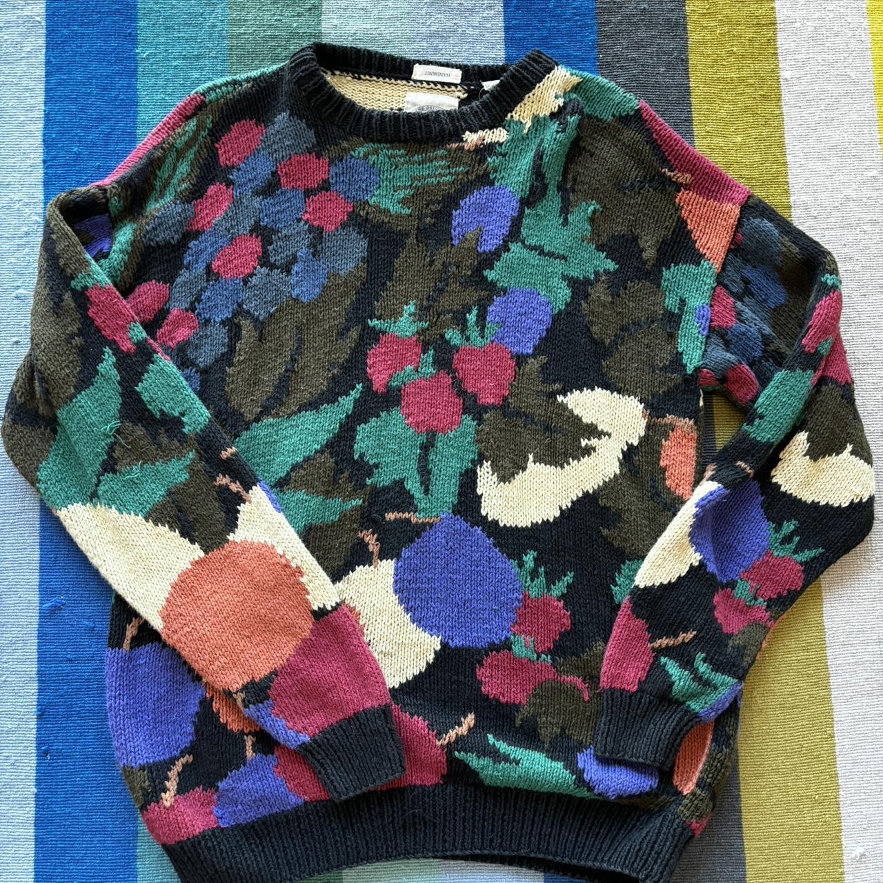 Vintage fruit pattern grandpa sweater Unisex size: L - Depop