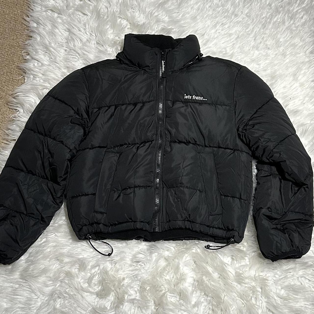 Iets Frans Cropped Puffer Jacket colour: black size:... - Depop