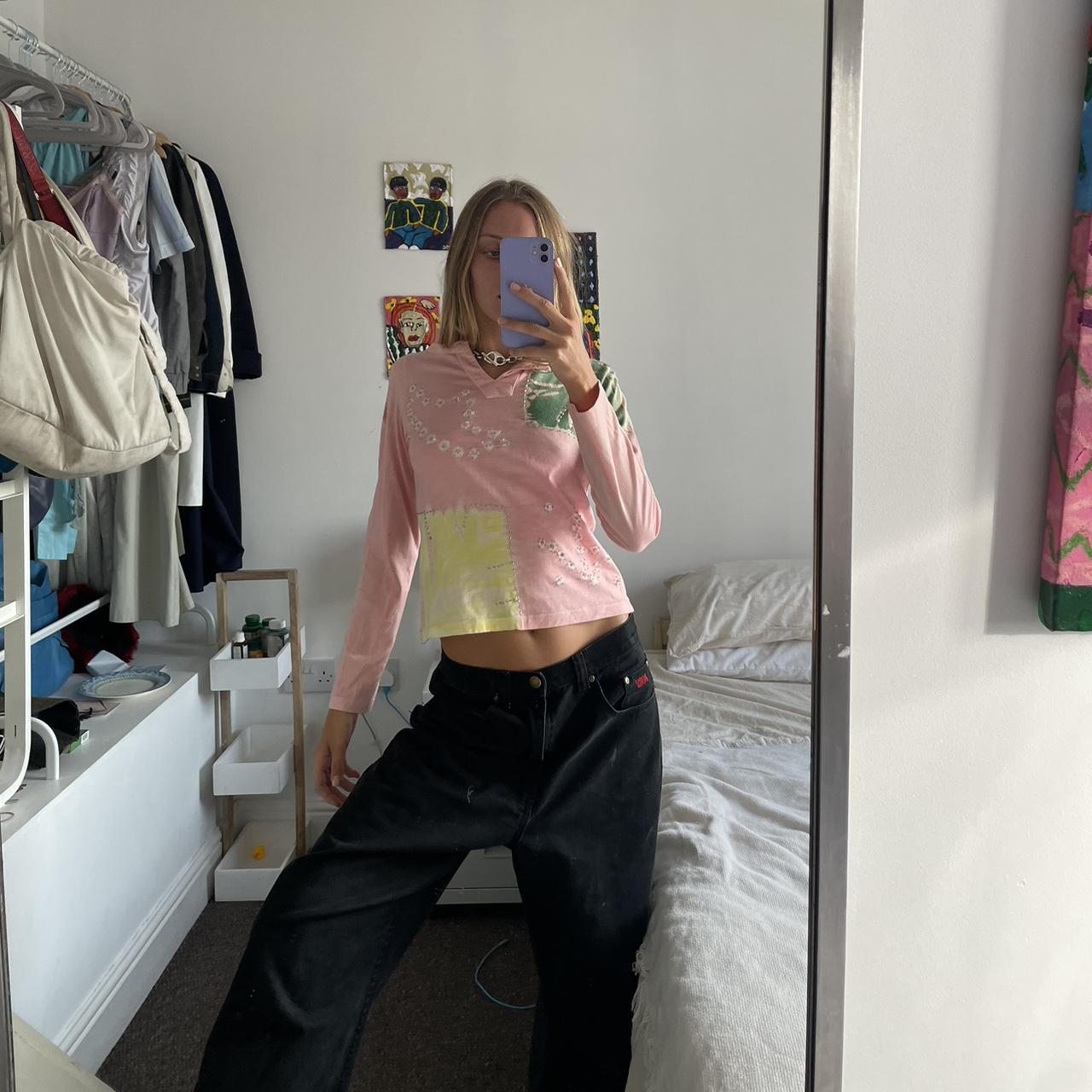 Super cute, vintage, pink Y2K long sleeve top - Depop