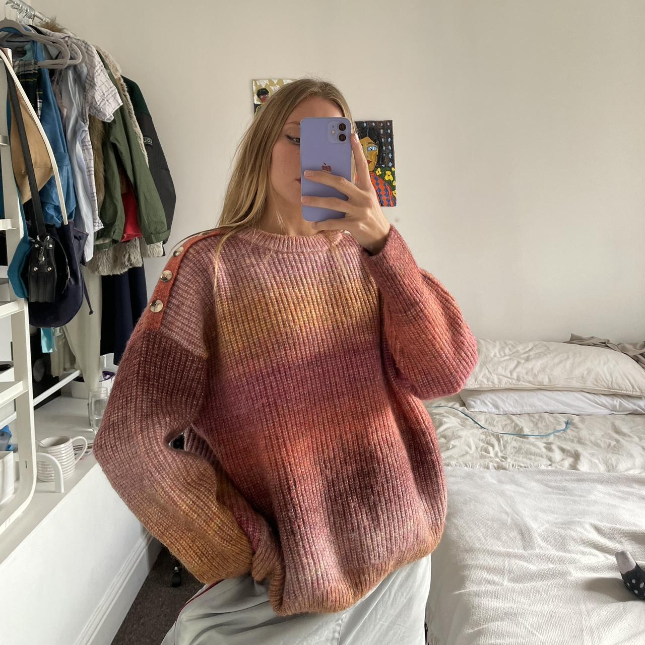 Oversized multi coloured knitted jumper. Never been... - Depop