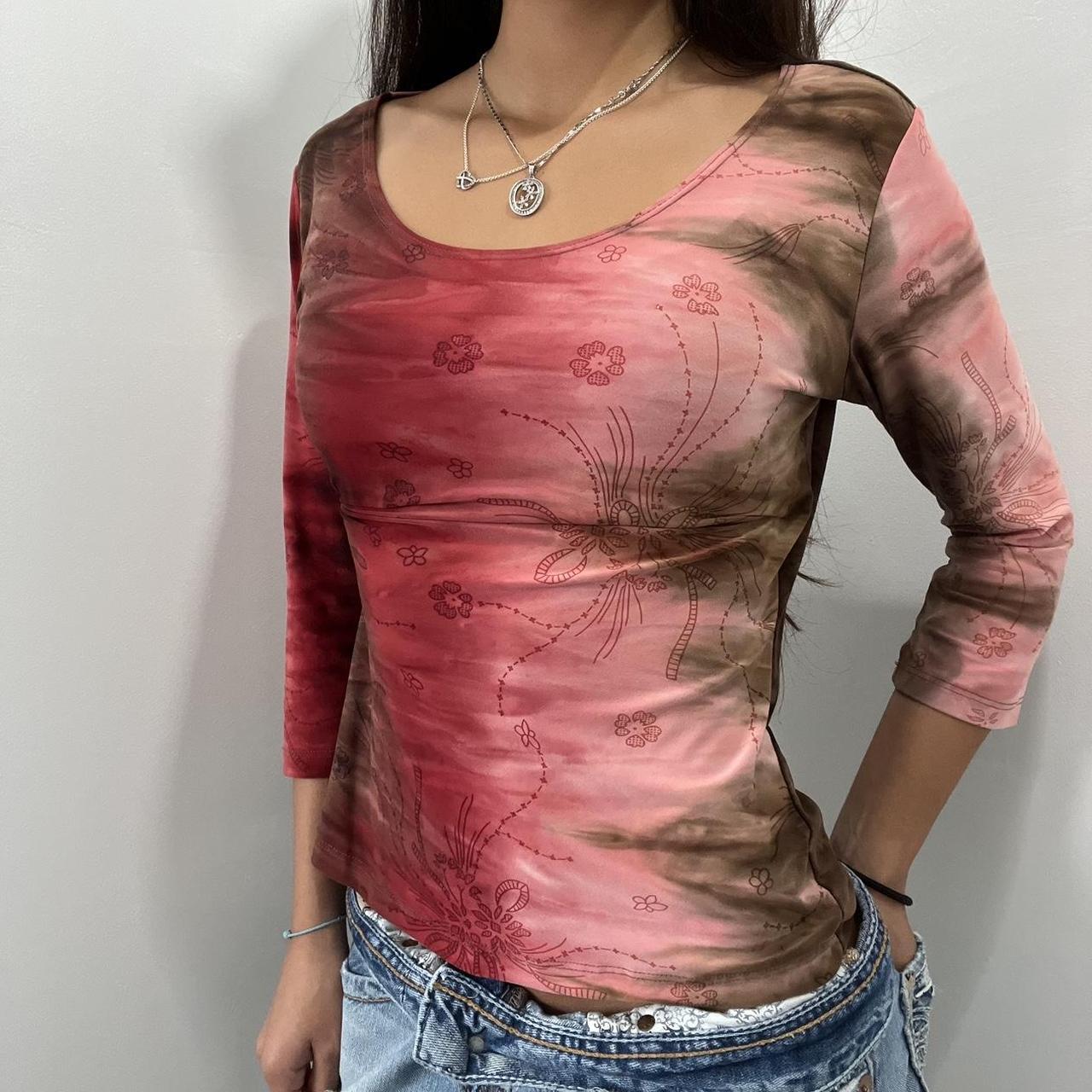 y2k multi color long sleeve y2k long sleeve with a... - Depop