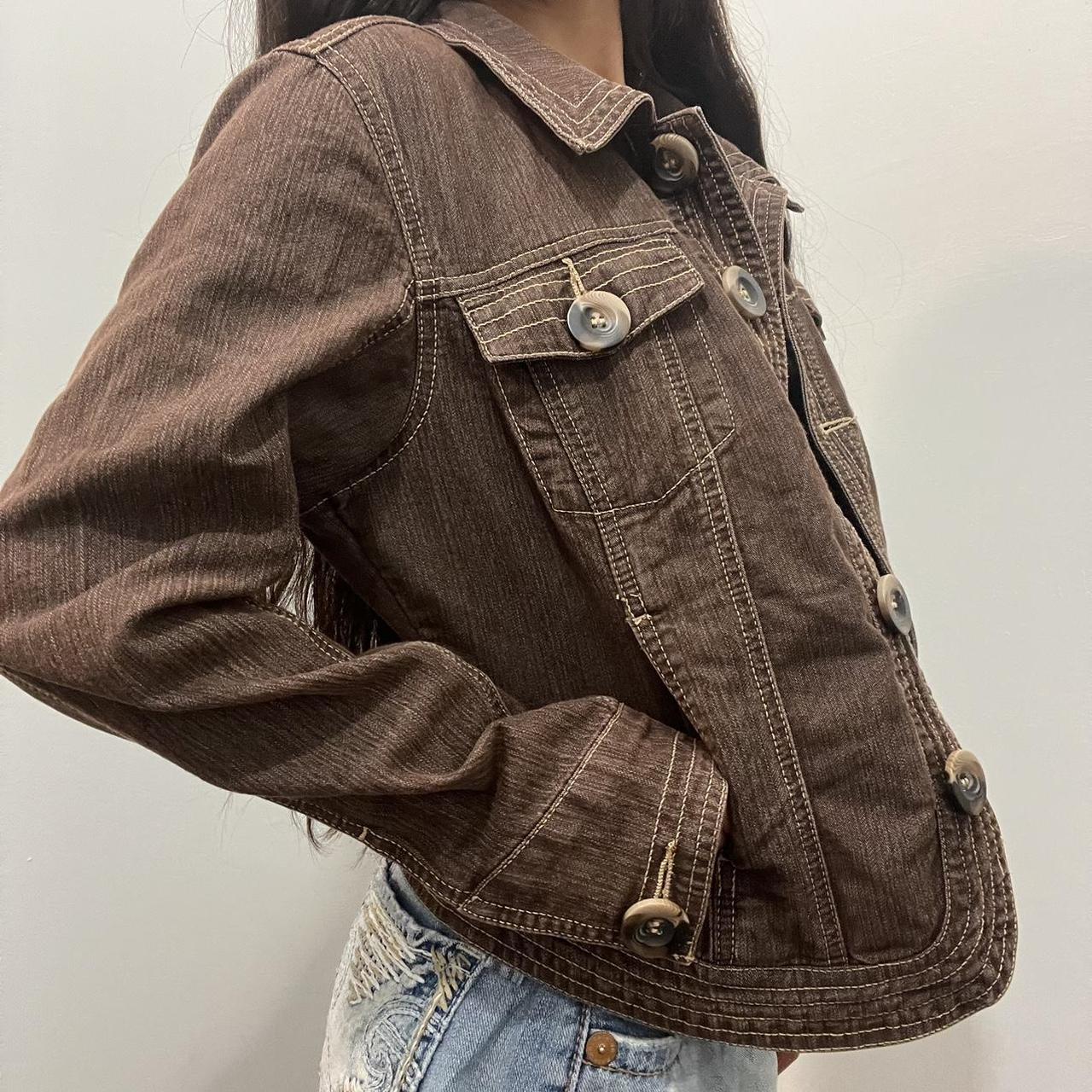 brown button up jacket vintage brown button up... - Depop