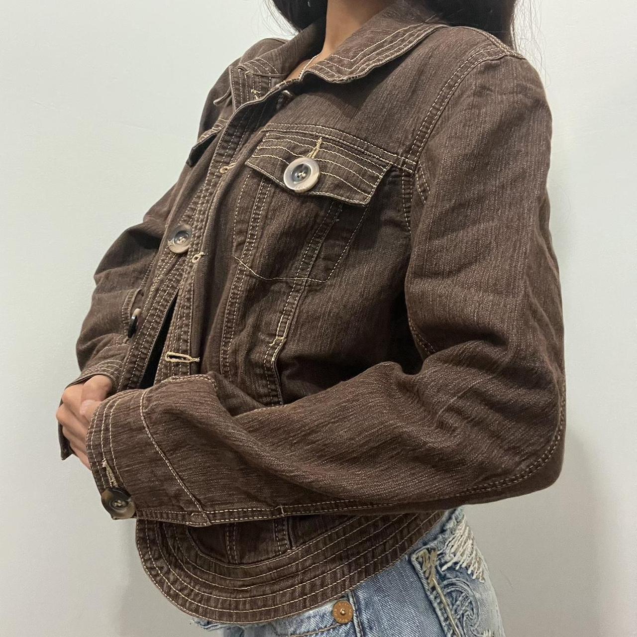 brown button up jacket vintage brown button up... - Depop