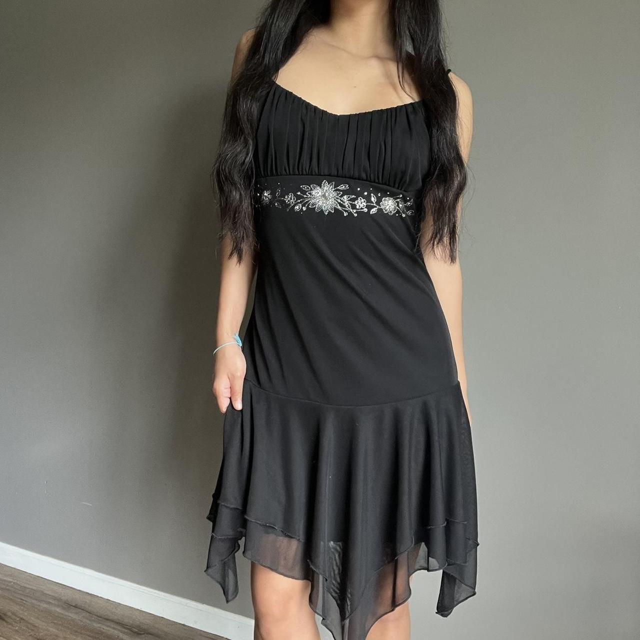 y2k early 2000s taboo flowy mesh midi dress with... - Depop