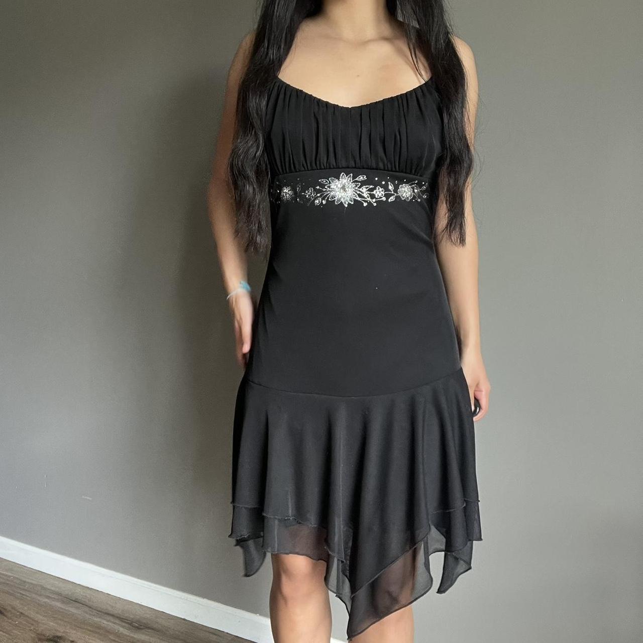 y2k early 2000s taboo flowy mesh midi dress with... - Depop