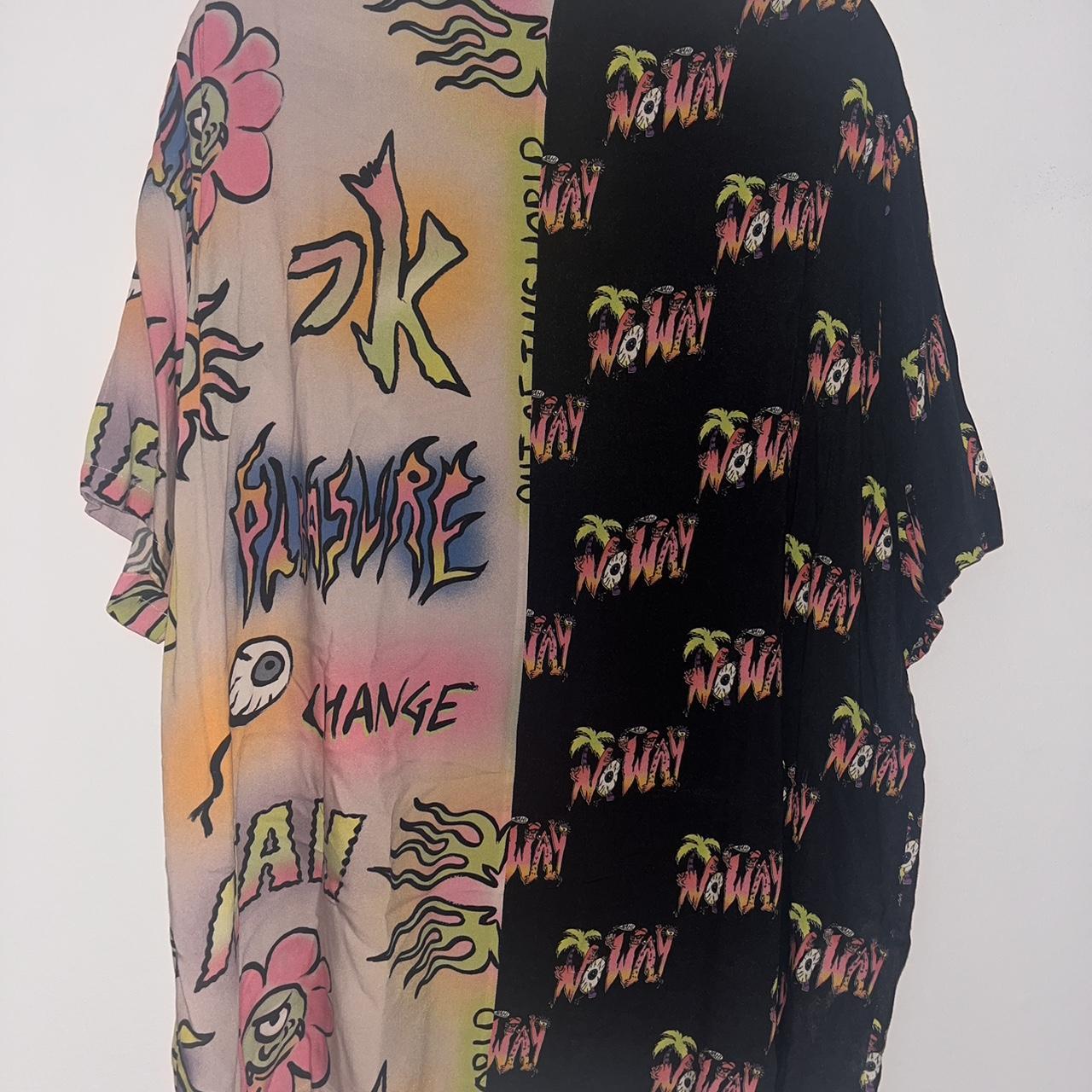 half and half patterned, button up shirt - Depop