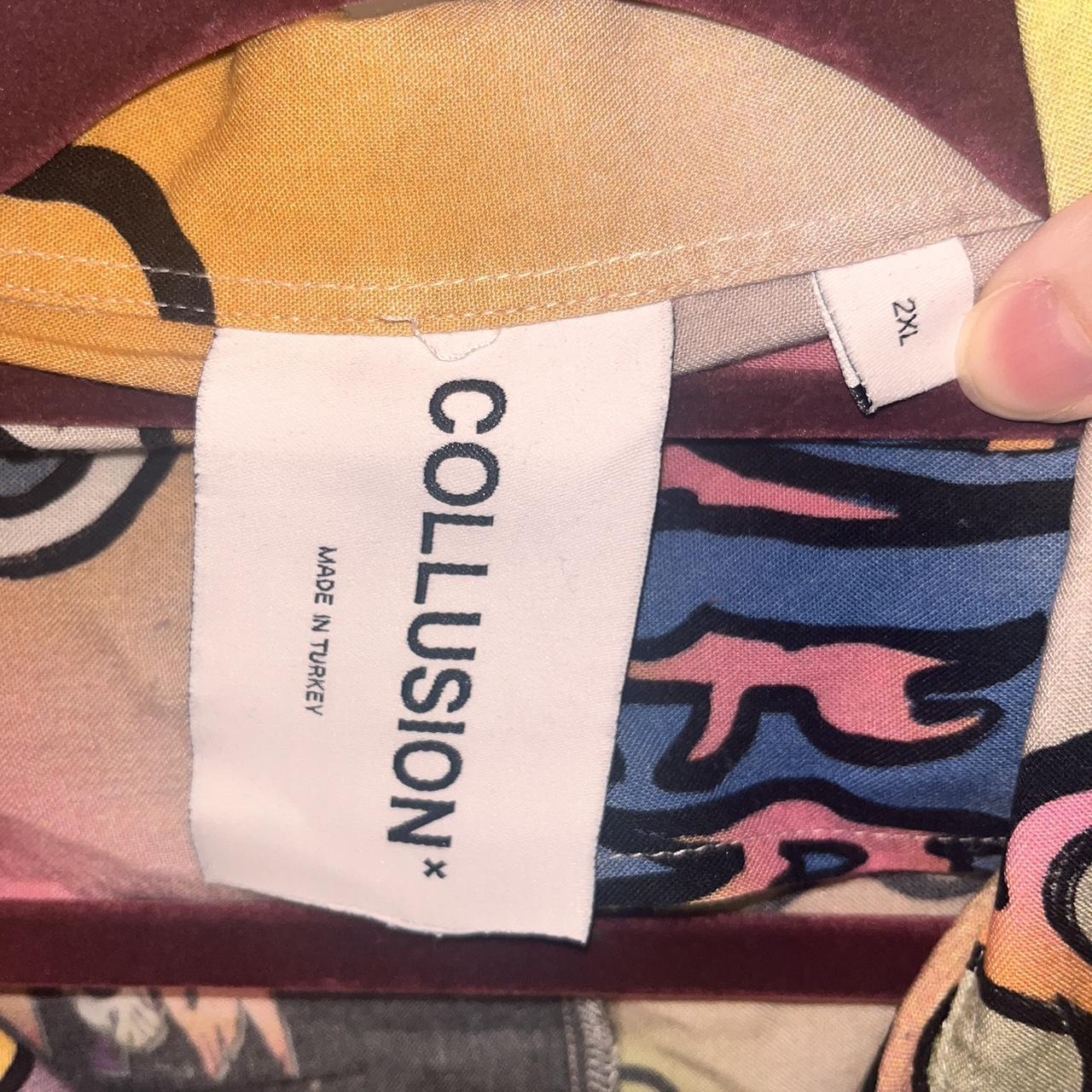 half and half patterned, button up shirt - Depop