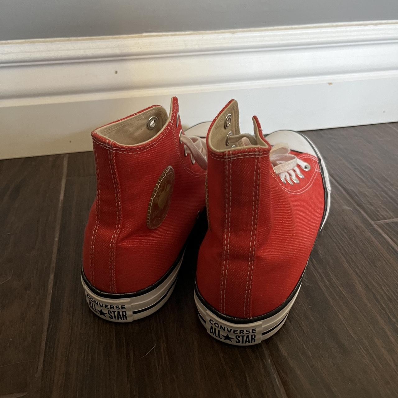 Women’s Red converse with heart emblems on inner... - Depop