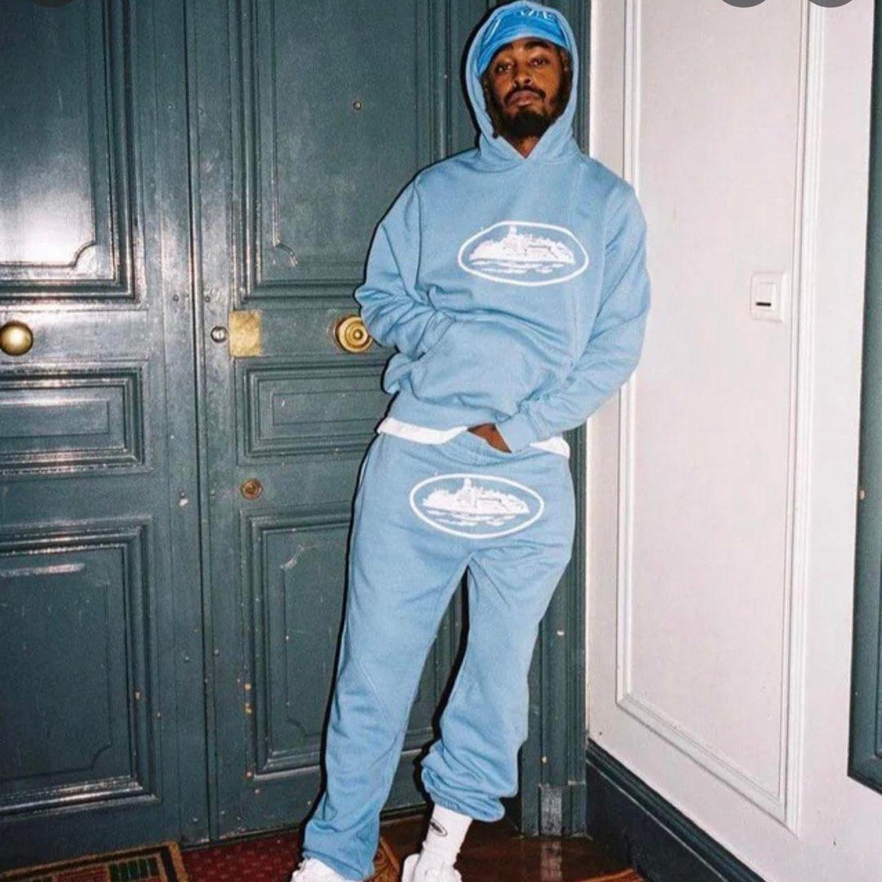 Corteiz Baby Blue Tracksuit Size Large Brand new in... - Depop