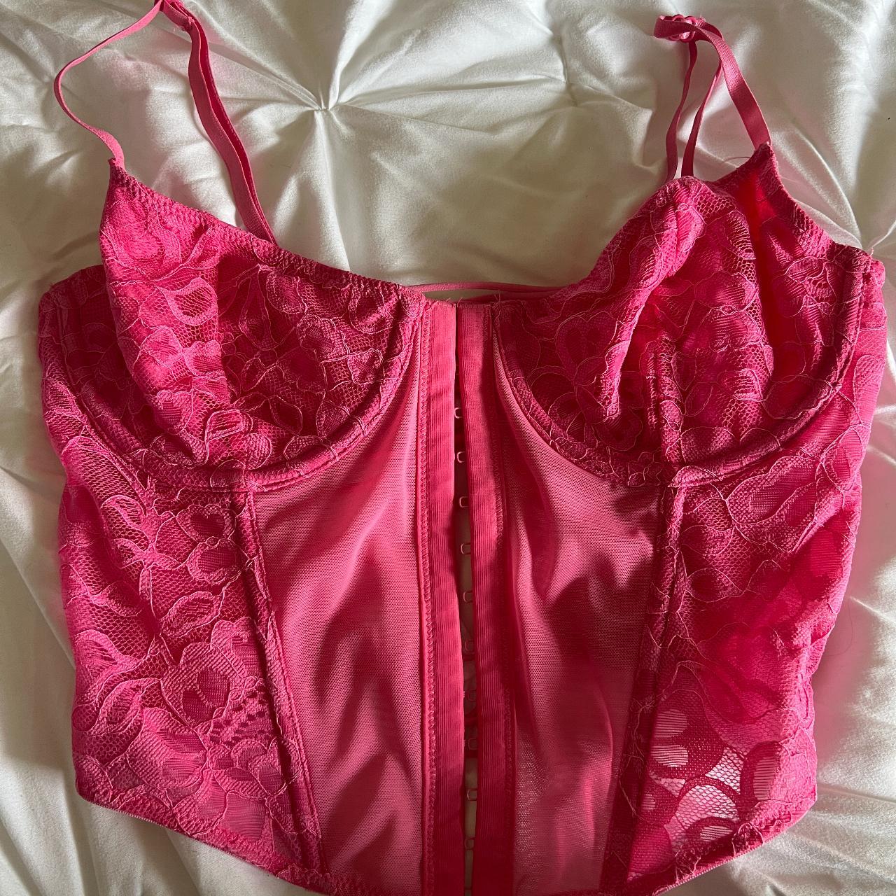 Glassons Pink Lace Corset Top. Only worn a few times... - Depop