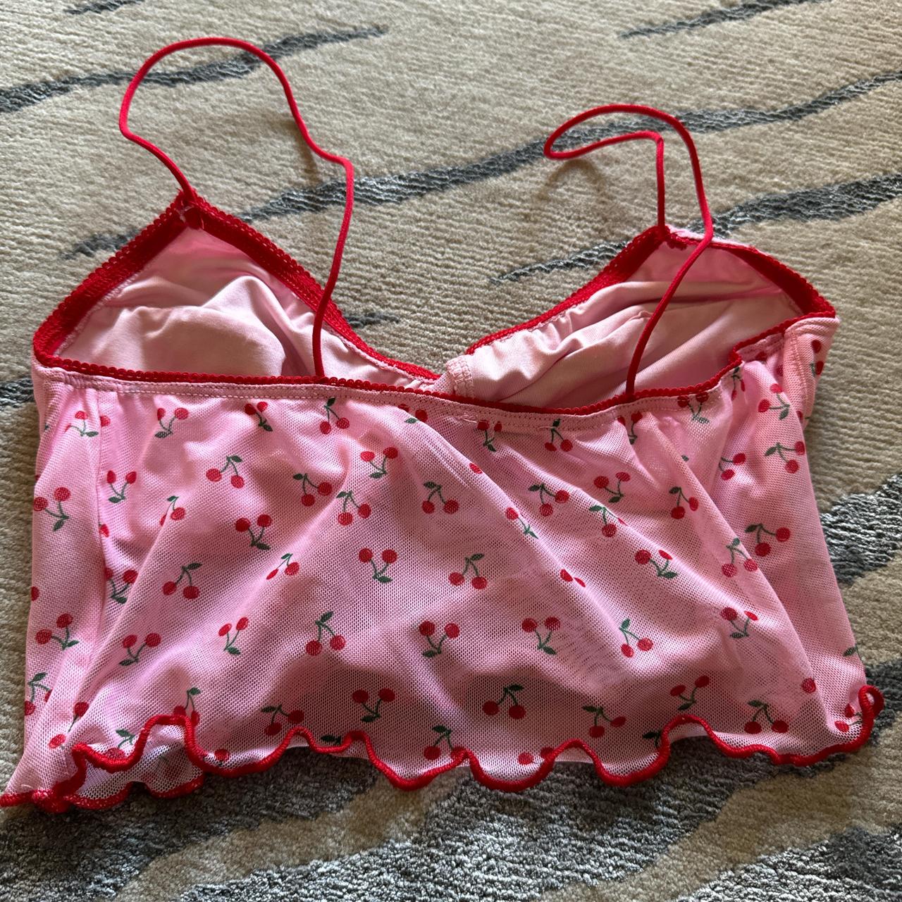 cropped cherry tank - size xs #tank #croptop - Depop