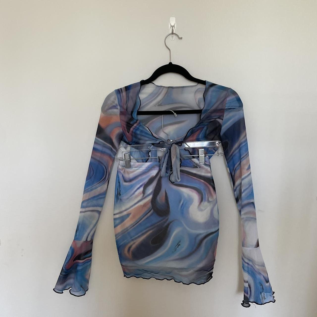 Multi colored gradient mesh two piece set! #y2k... - Depop