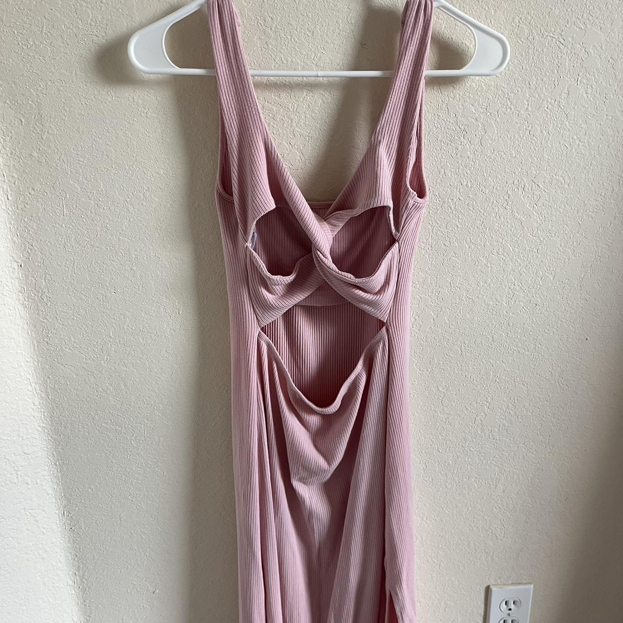 L space pink maxi open cross back dress Built in... - Depop