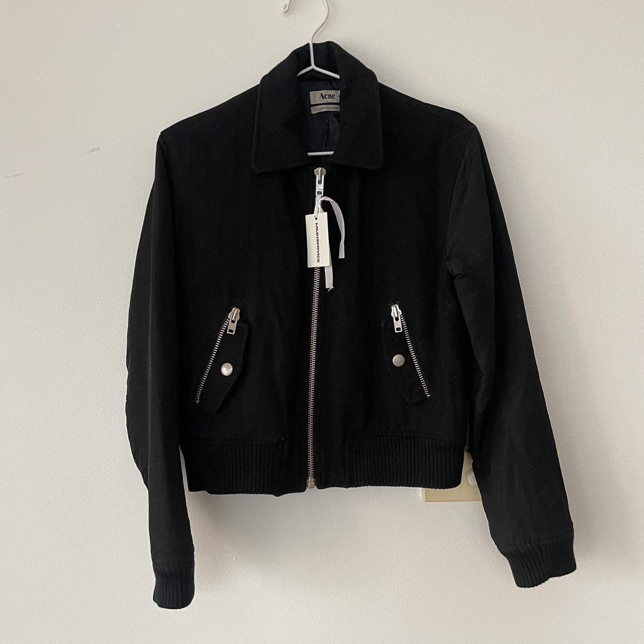 Acne Studios black wool bomber jacket 70% rayon 30%... - Depop