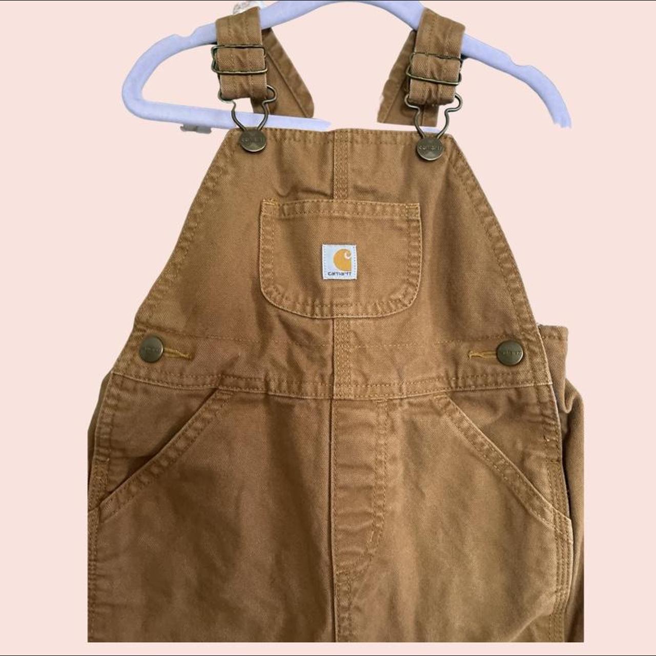 Carhartt fleece lined kids overalls Beautiful plaid... - Depop