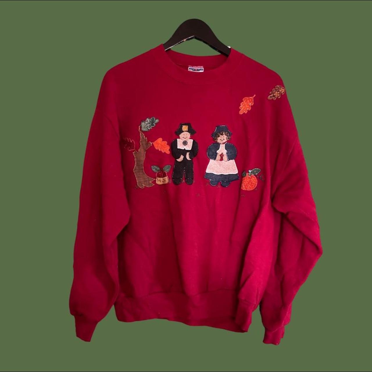 Vintage fall sweater So adorable Dark red with the... - Depop