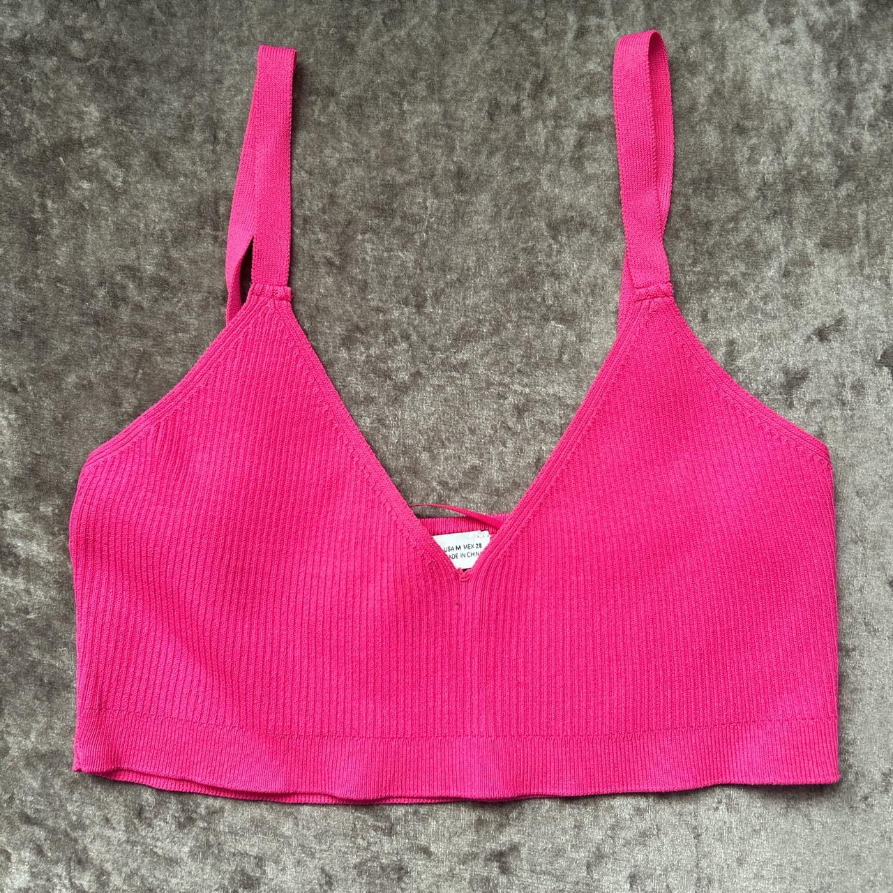 zara pink ribbed crop top. size medium. like new.... - Depop