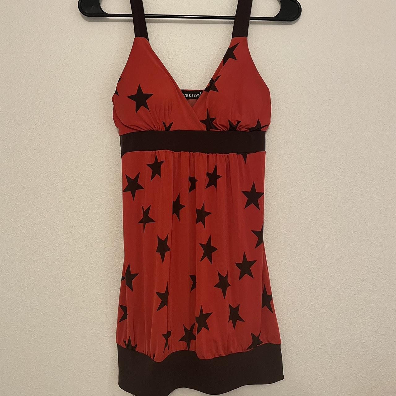 ON HOLD dark brown orangey red star top from wet... - Depop