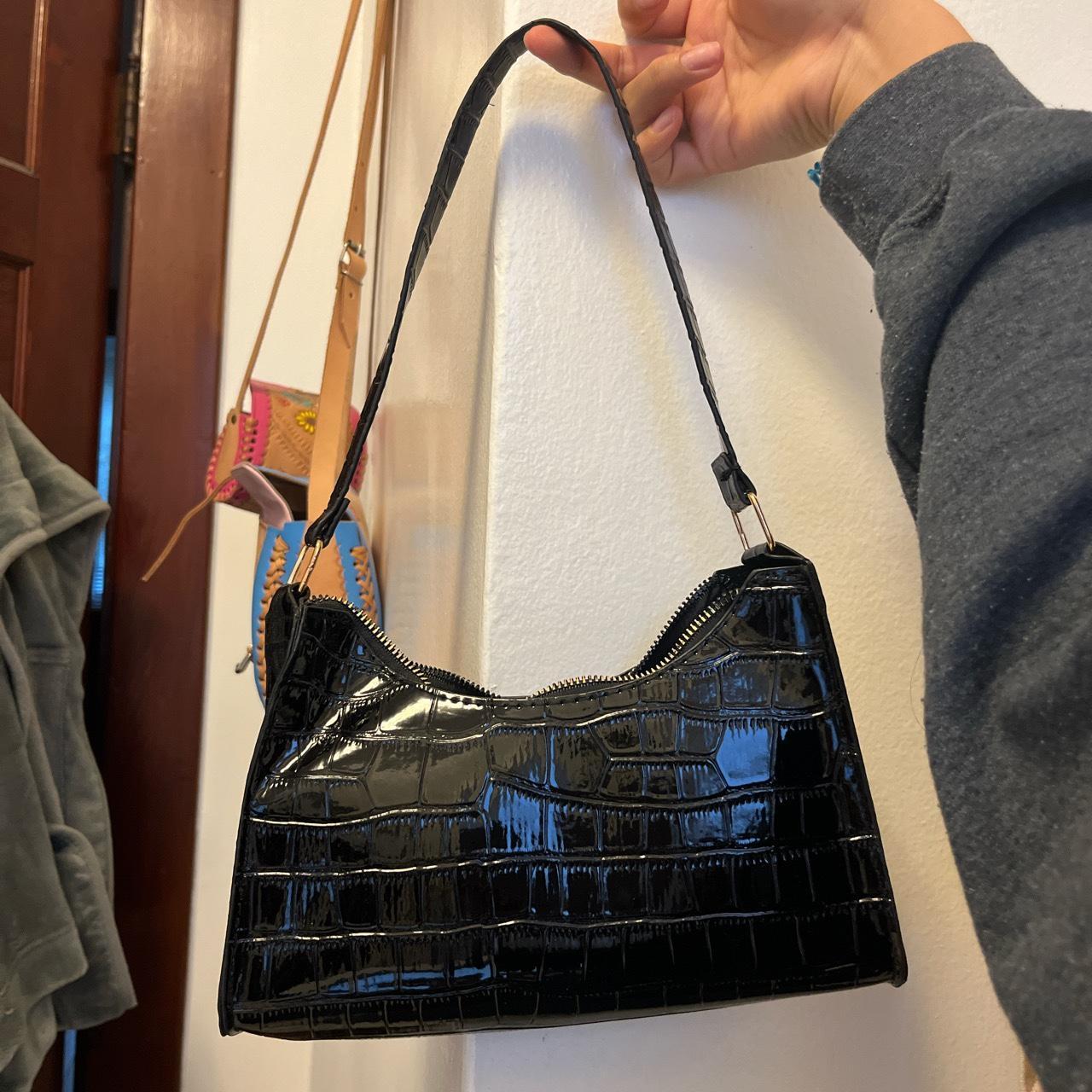 Shein black croc shoulder bag Never used and will... - Depop