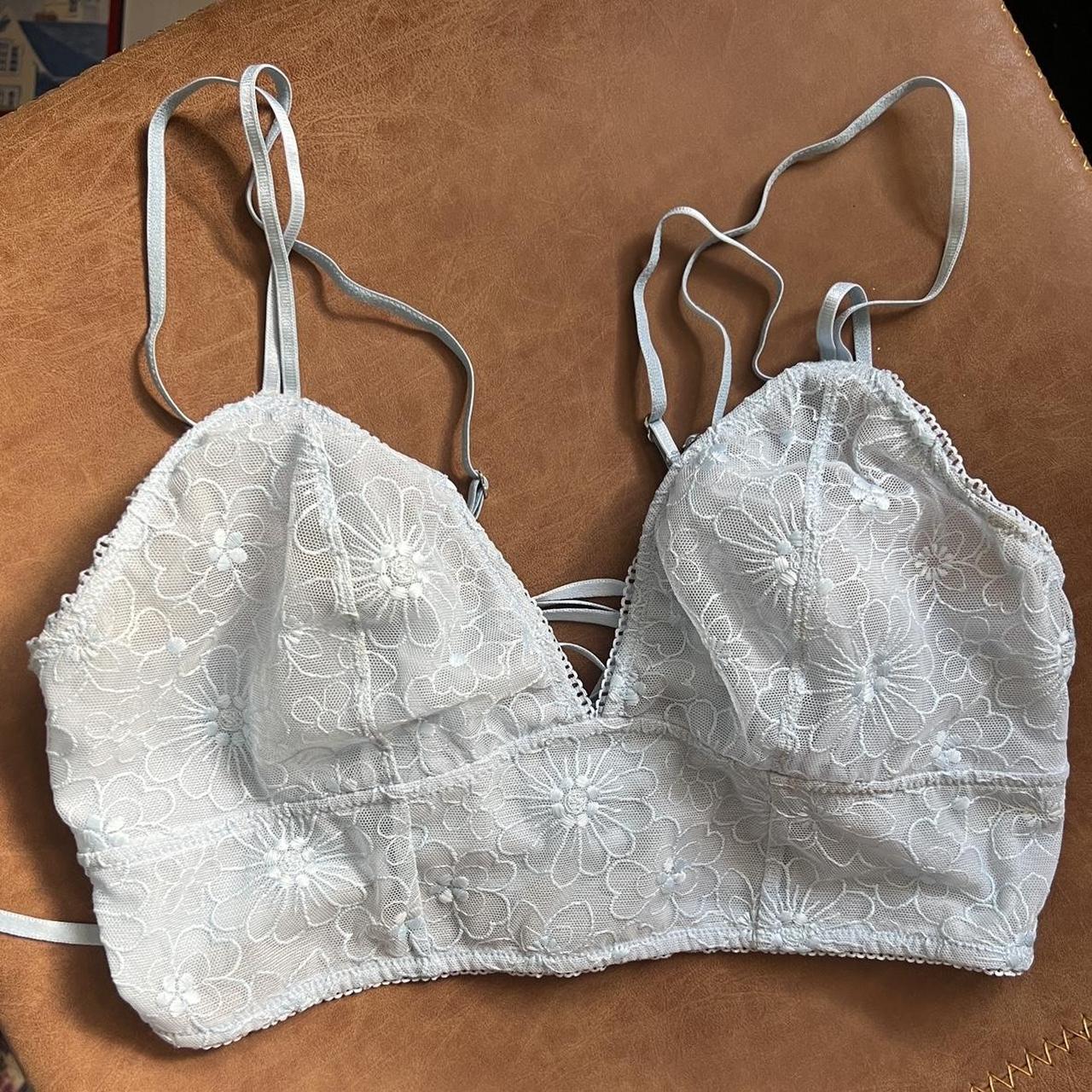 Aerie lace bralette, light baby blue, size M.... - Depop