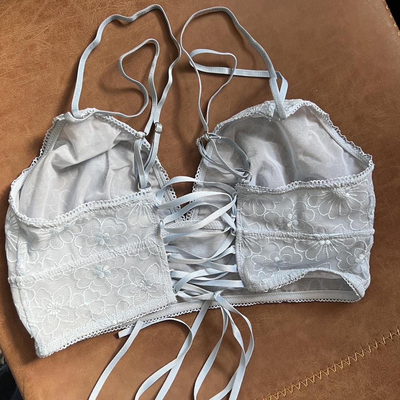 Aerie lace bralette, light baby blue, size M.... - Depop