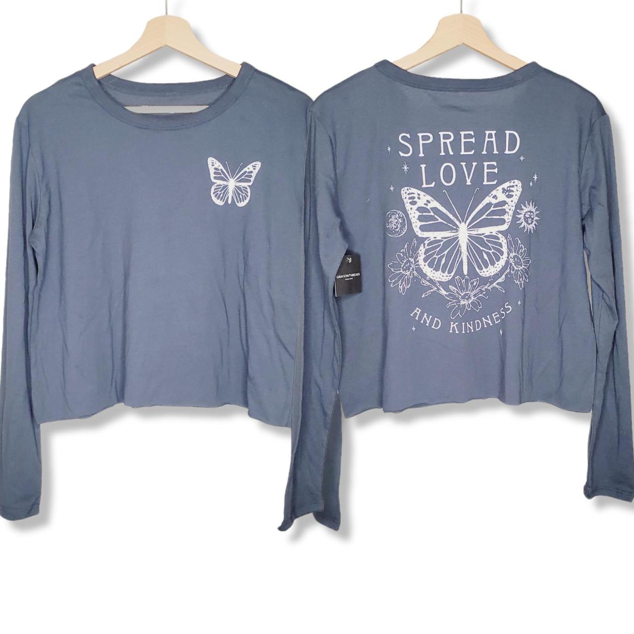 Grayson Threads Black Label Women's Gray Butterfly... - Depop