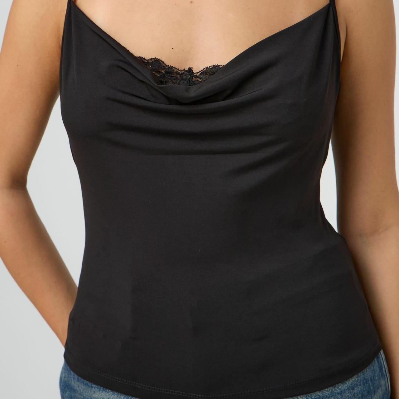 Glassons Cowl Neck Lace Cami - Black Size S (super... - Depop