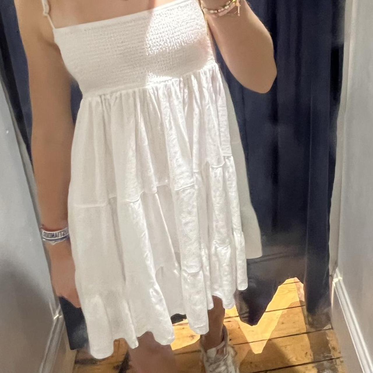 white subdued dress worn a couple times - Depop