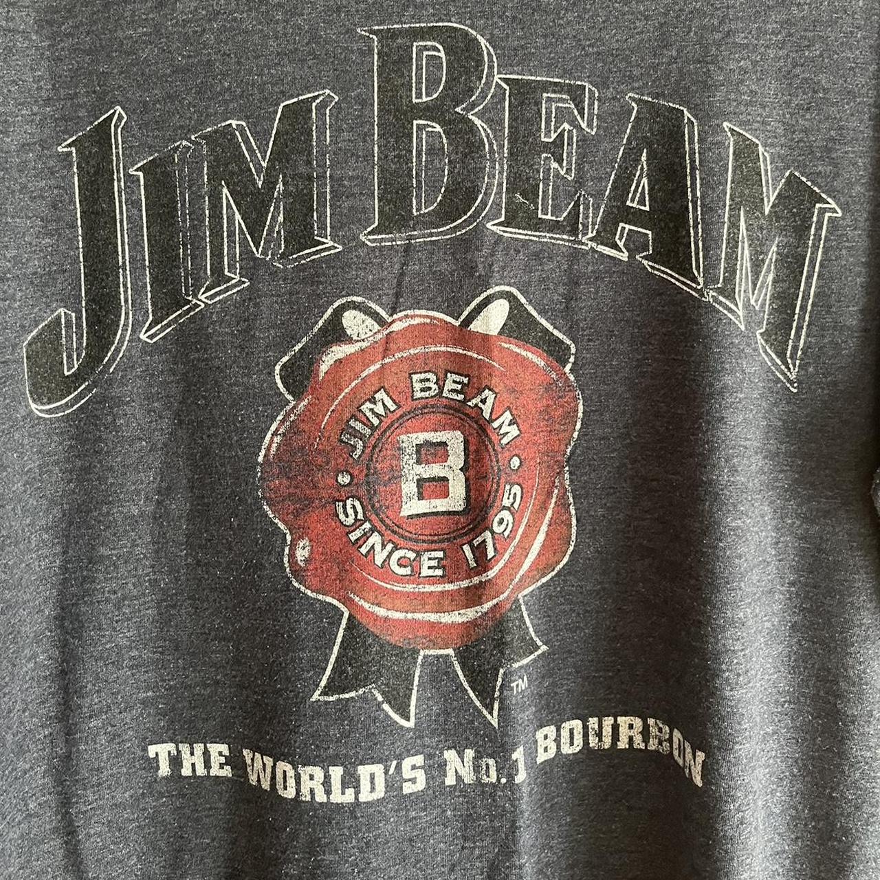 Medium grey black Jim Beam vintage baby tee... - Depop