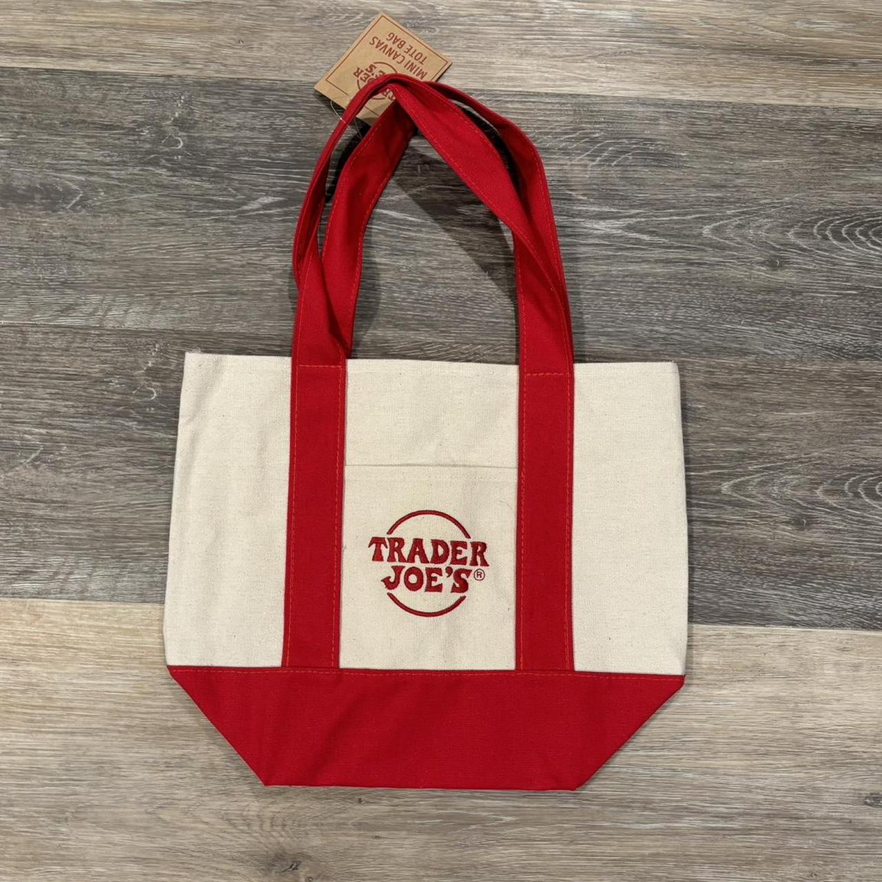 red trader joe’s mini tote bag | Depop