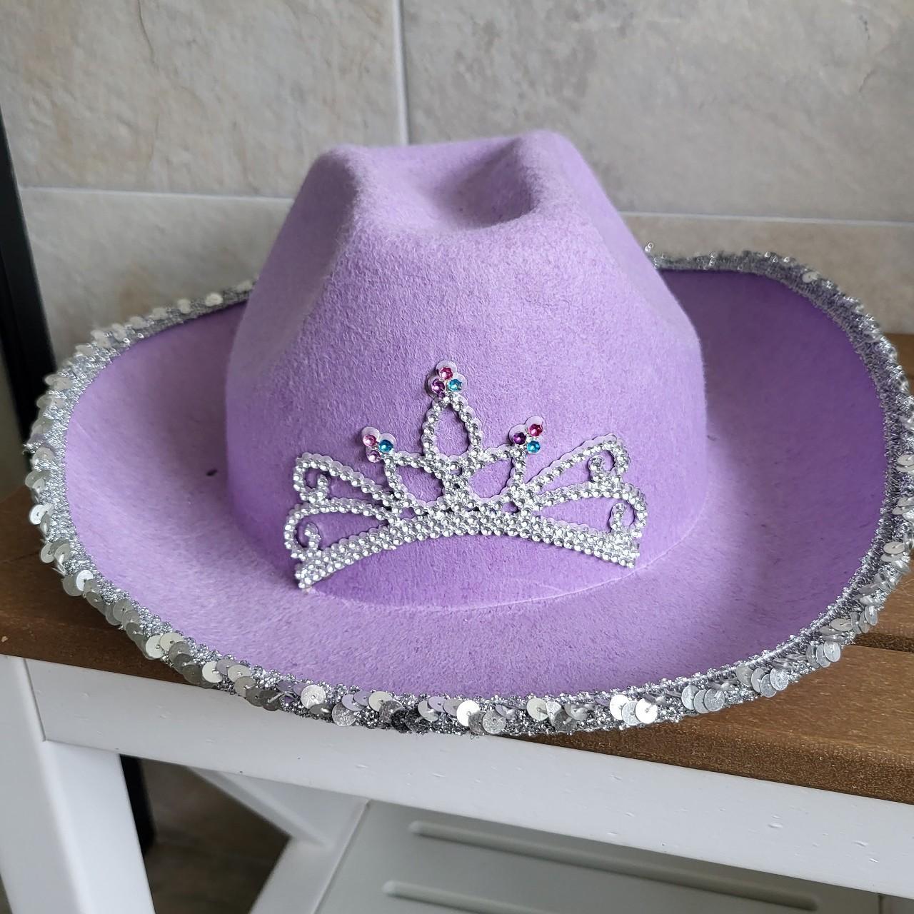 Purple Princess Cowgirl Hat Silver sequin trimmed... - Depop