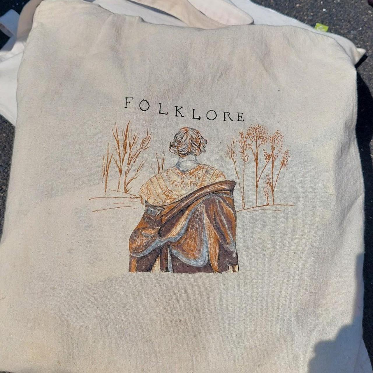 Folklore Taylor Swift tote bag- A3 and has a button... - Depop