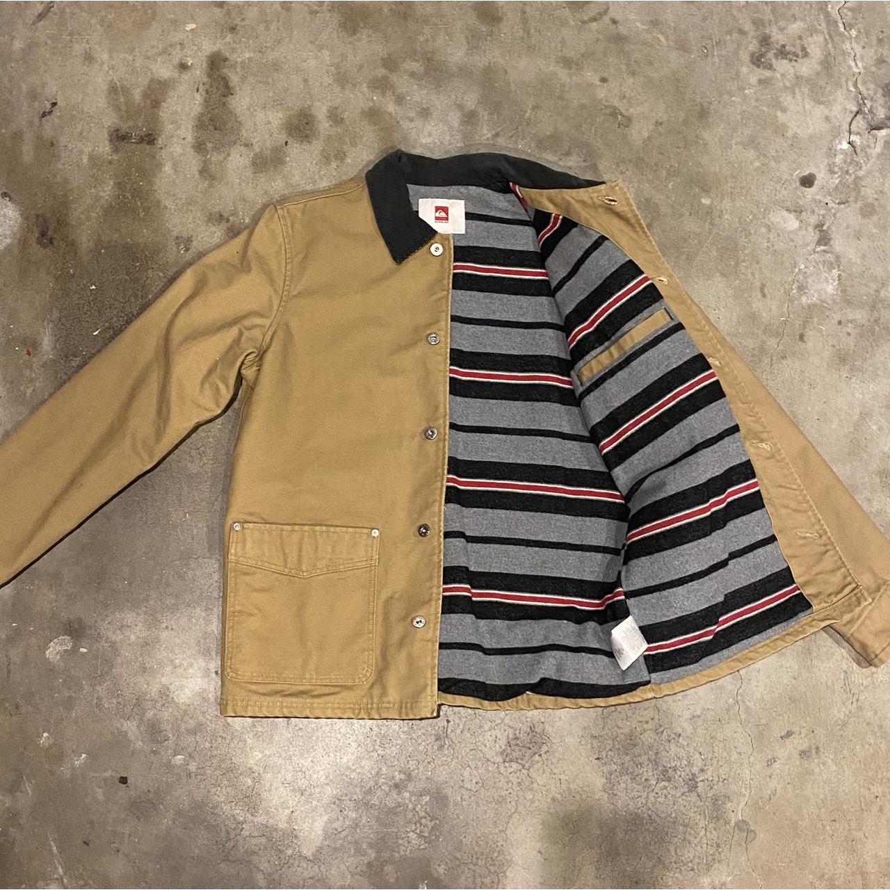 Tan Quicksilver work jacket with fleece lined... - Depop