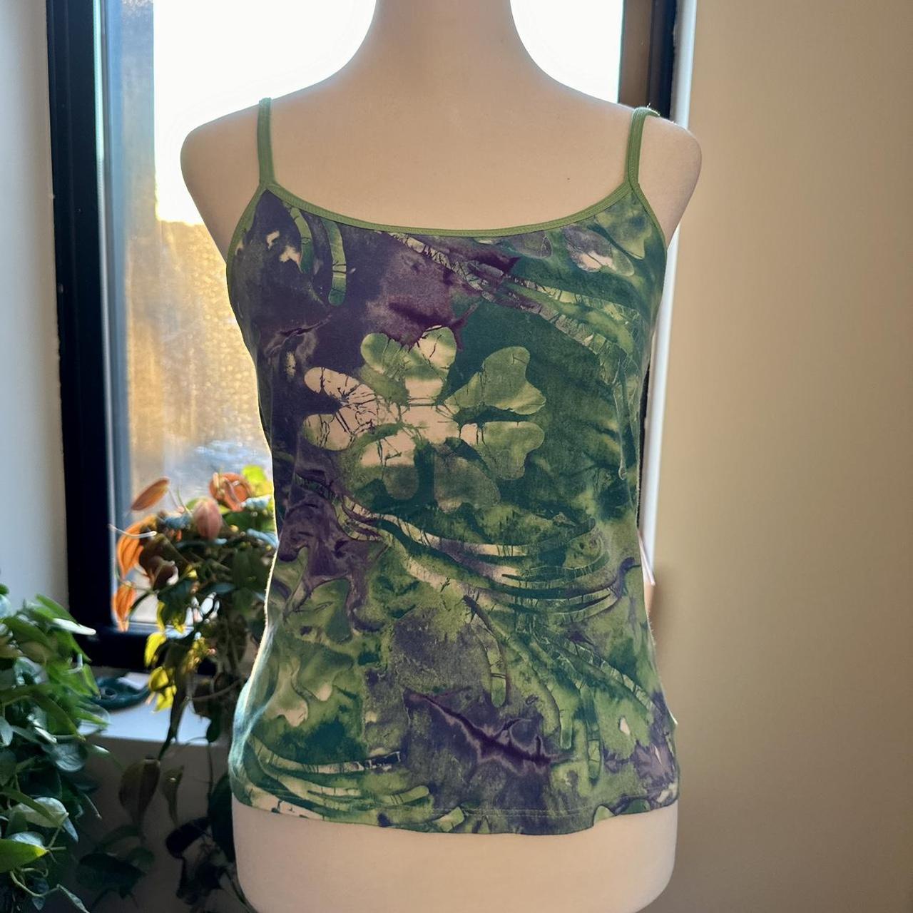 ୨୧ swamp queen cami ♡ stylish green and purple... - Depop