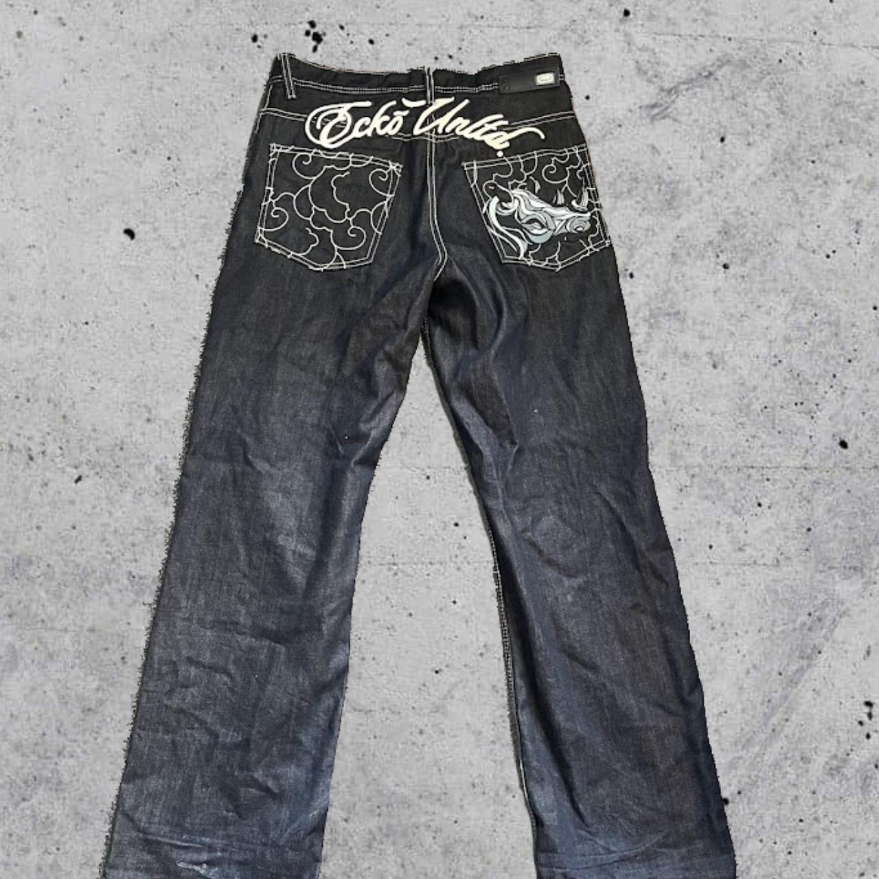 Embroidered Ecko Unltd Baggy Jeans Size: 32W 30L... - Depop