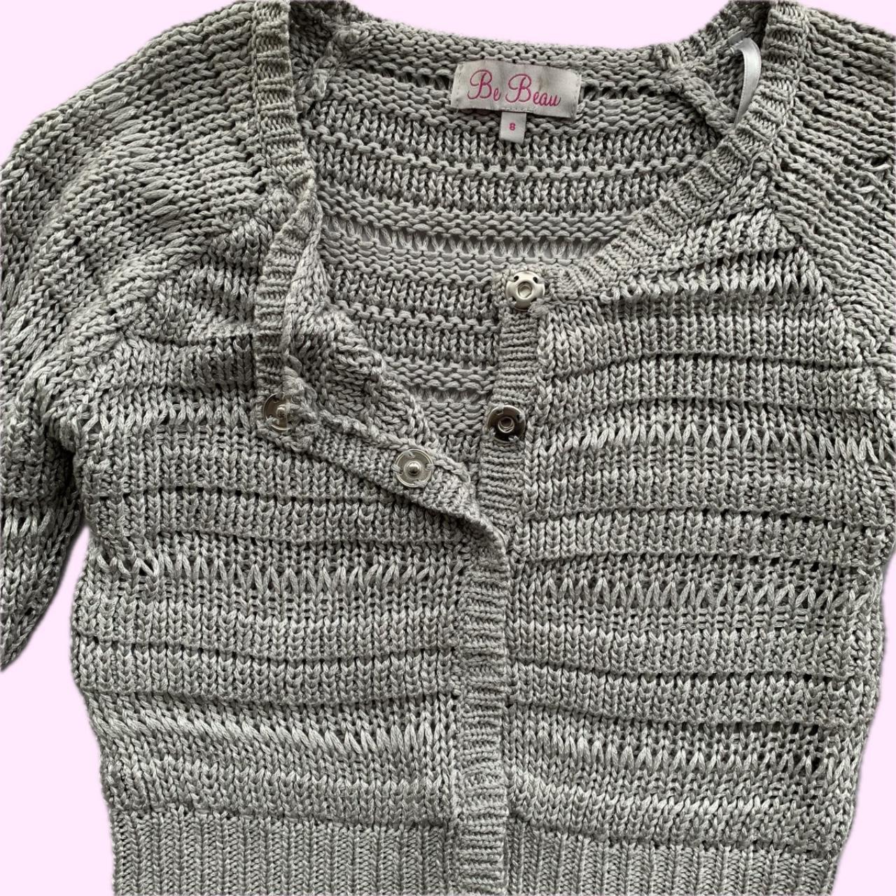 Knitted cropped cardigan Sparkly grey cropped... - Depop