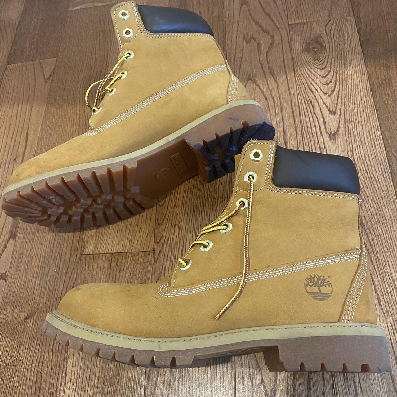 🦋TIMBERLAND BOOTS Brown/ tan timberland brand combat... - Depop