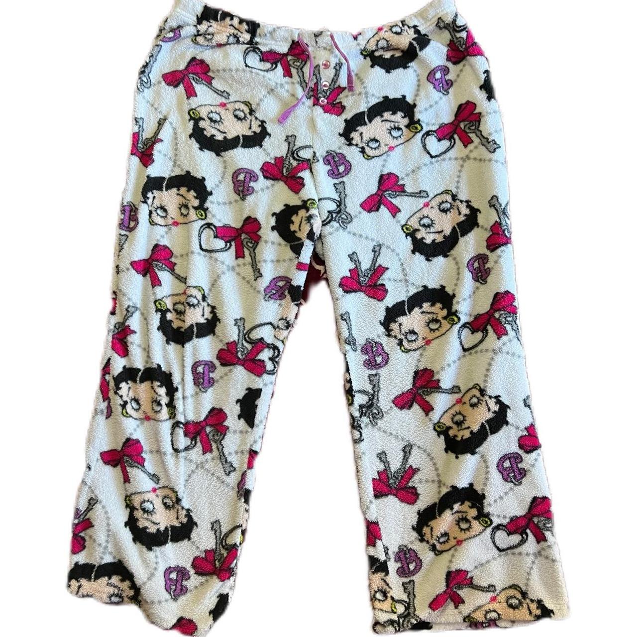 betty boop fuzzy pajama bottoms no noticeable... - Depop